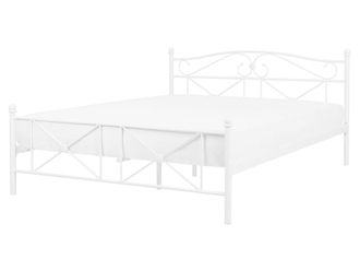 Beliani Zeitlos sch&ouml;nes Metallbett in schlichtem Design 160 x 200 cm wei&szlig; Rodez