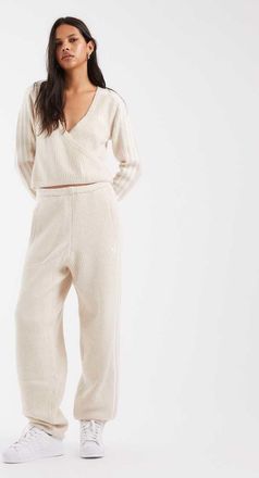 adidas Originals x Jennie pantalon de surv&ecirc;tement en maille &agrave; revers beige clair-Marron