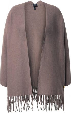 Ulla Popken Strickjacke Strickjacke Fransensaum ohne Verschluss Langarm