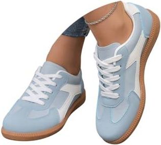 Minetom Sneakers Femmes Su&egrave;de &Eacute;pissage Baskets Mode Chaussures D&eacute;contract&eacute;es Simples pour Marcher Courir Fitness A Bleu 38 EU