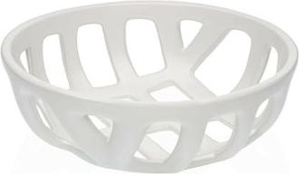 VERSA Wei&szlig;er Obstkorb, Keramik, Dolomite, 26,4 x 8,5 x 26,4 cm