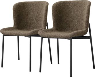 Mørteens home24 Polsterstuhl MOUZON 2er-Set 52 x 79 x 49cm Bouclé Stoff Holma: Taupe Braun/Taupe Schwarz