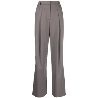 Low Classic Graue Wollmischung Hochtaillierte Hose - - Trousers - Damen - Grau - M