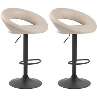 Clp Lot de 2 Tabourets de bar Olinda en similicuir hauteur r&eacute;glable et si&egrave;ge pivotant Cr&egrave;me Noir