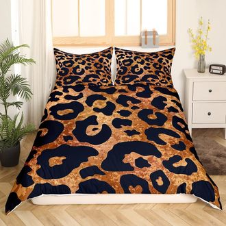 Generic Bettw&auml;sche-Set mit Leopardenmuster f&uuml;r Jungen,M&auml;dchen und Kinder,3D-Muster mit Gepardenfell im Afrikanischen Safari-Stil,Bequemer,Leichter Mikrofaser-