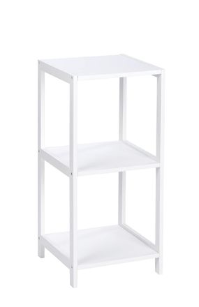 WENKO Regal Oslo 3 Etagen, Echtholz - Badregal im Landhausstil, Holz, 36 x 76 x 36 cm, Wei&szlig;