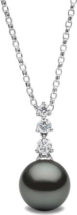 Yoko London pendentif en or blanc 18ct à perles de Tahiti et diamants - Argent