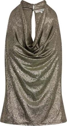 Morgan Top or satin&eacute; sans manches pourvu dun col b&eacute;nitier et fermeture boutonn&eacute;e - Taille m