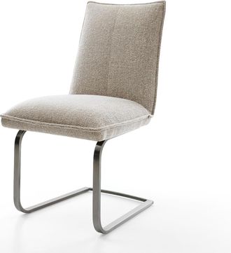 DELIFE Freischwinger Lelio-Flex Webstoff Soft Beige Freischwinger flach Graphit Taschenfederkern, Esszimmerstühle