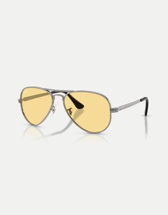 Ray-Ban Max - Lunettes de soleil aviateur &agrave; verres jaunes - Gris acier