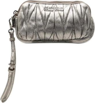 Miu Miu Pre-owned Cuir trousses-de-toilette - Femme - Pre-owned - Gris - Taille: ONE Size