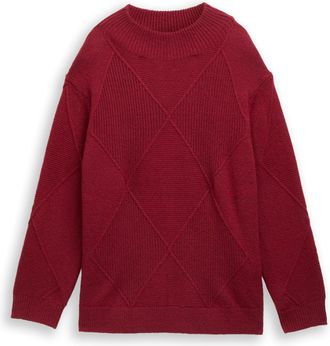Tom Tailor Damen 1050749 Plus Size-Strickpullover mit Stehkragen, 39063-Rumba Red Melange, 54