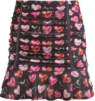 Fleur du Mal Minirock mit Herz-Print - Schwarz