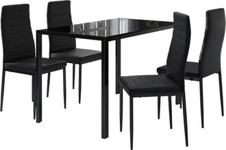 Vicco Esstisch Set Grand, Schwarz, 120 x 75 cm 4er Set