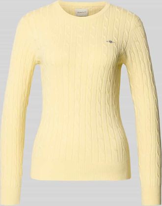 GANT Strickpullover mit Zopfmuster und Label-Stitching