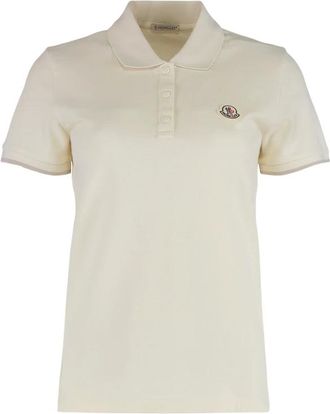 Moncler Femme, Tops, Blanc, Taille: 38 FR Polo en Piqu&eacute; de Coton avec Logo