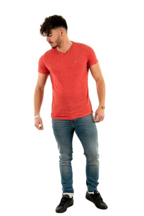 Tommy Jeans Tjm Xslim Jaspe C Neck Ext Kurzarm Strickoberteile, Herren, Rot (Deep Crimson), Xxs