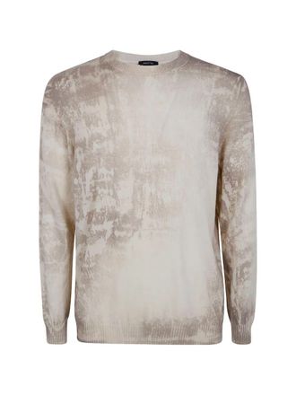 Avant Toi Shelley Marble Effect Light Cashmere Reversible Roundneck