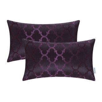 CaliTime Kissenbez&uuml;ge Kissenh&uuml;lle Packung mit 2 Kissenbezug Kissenbez&uuml;ge Schalen f&uuml;r Heim-Sofa-Couch Modernes Gl&auml;nzen & Matt Kontrast Quatrefoil Akzent Geometr