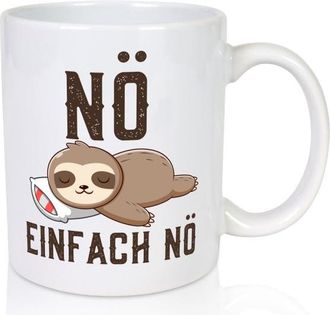 Generic Einfach N&ouml; | Faultier | Faulpelz | Null Bock | Comic - Tasse Weiss - Kaffeetasse/Geschenk/Familie