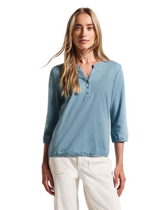 Street One Damen Split Neck Jersey-Shirt