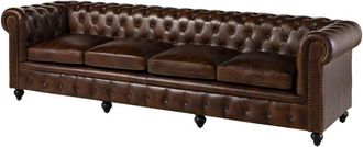 Massivmoebel24 Sofa 4-Sitzer Echtleder 274x82x75 braun chesterfield 104