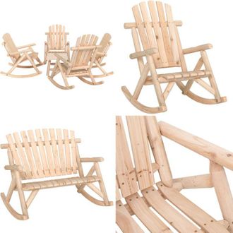 vidaXL 5-tlg. Garten-Lounge-Set Massivholz Fichte - Holzschaukelstuhl - Holzschaukelbank