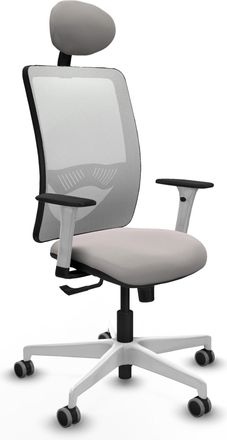 Piqueras y Crespo B&uuml;rostuhl Zulema aus wei&szlig;em Kunstleder, mit schwarzen und wei&szlig;en Armlehnen, h&ouml;henverstellbare Lendenwirbelst&uuml;tze und festes Kopfteil, ausgestattet mit