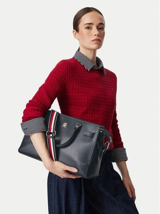 Tommy Hilfiger Handtasche Th Joy Satchel Corp AW0AW19318 Dunkelblau