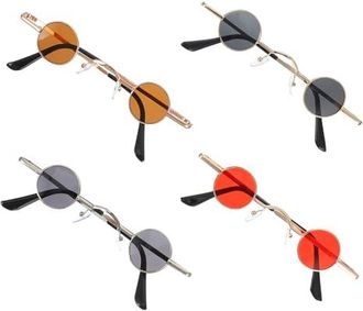 Valiclud Lunettes de Soleil Punk 4 Pi&egrave;ces, Monture M&eacute;tal Petite Taille, Verres Teint&eacute;s Noir-gris, Noir-gris, Th&eacute; et Rouge, Accessoires Photo et Soir&eacute;e, Lunette