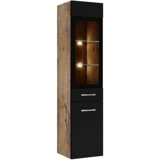Badplaats Badplaats - Badezimmer Schrank Rio 131 cm Eiche Kastanie mit Schwarz - Regal