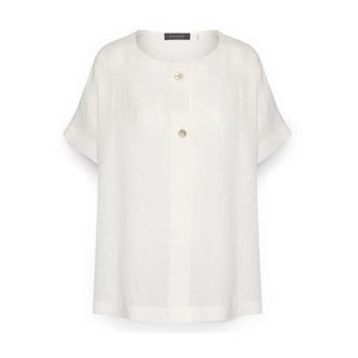 Elena Miro Leinen- und Baumwoll-T-Shirt - - Blouses & Shirts - Damen - Wei&szlig; - 2XL