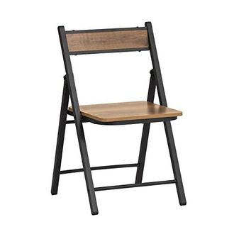 SoBuy Chaise Pliante Robuste en Bois et Métal Chaise Visiteur Chaise Pliable Style Industriel pour Cuisine, Bureau 46 x 48 x 80 cm, FST88-PF