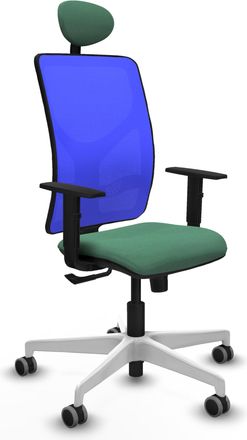 Piqueras y Crespo Computerstuhl mit Rollen, 1D-Armlehnen, h&ouml;henverstellbare Lendenwirbelst&uuml;tze und festes Kopfteil, ausgestattet mit 3 Positionen, Blau/Smaragdgr&uuml;n