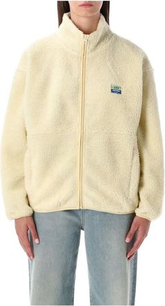 American Vintage Femme, Sweatshirts et sweats &agrave; capuche, Beige, Taille: 36/38 FR Veste en Polaire Ecru Oversize Col Montant