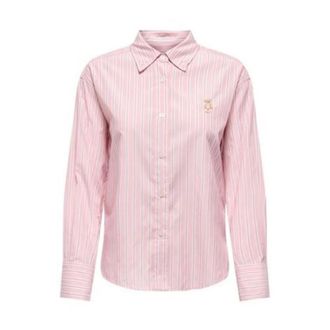 Only Only, Femme, Blouses et Chemises, Rose, Taille: 38 FR Chemise &agrave; Manches Longues Ray&eacute;e avec Col Classique