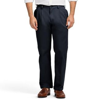 Izod Mens American Chino Pleated Pant, Navy, 38W x 30L