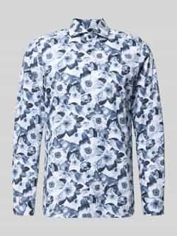 Olymp Level 5 Slim Fit Business-Hemd mit Kentkragen und floralem Muster