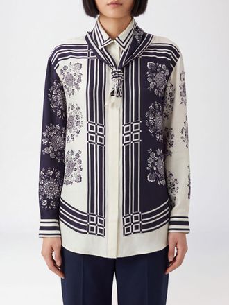 Alemais Banderra Hemdbluse aus reiner Seide mit Blumenmuster und Schalkragen
