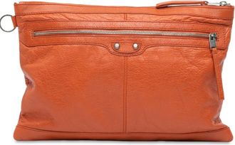 Balenciaga Clutches - Lambskin Motocross Classic Clip L Clutch - Gr. unisize - in Orange - f&uuml;r Damen