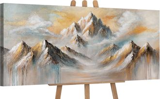 Yohji Yamamoto Art Landschaftsmalerei Acryl Gem&auml;lde Berge auf Leinwand Moderne bilder set handgemalt Wandbild Wohnzimmer Wohndekor echtes Kunstwerk 115x50 cm