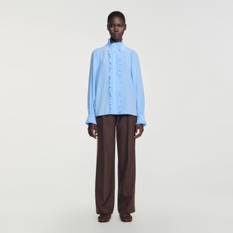 Sandro Chemise en soie &agrave; col fronc&eacute;