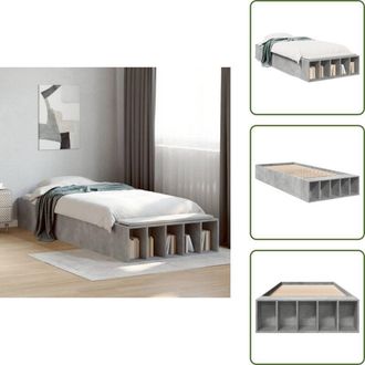 vidaXL Bettgestell Betongrau 90x200 cm Holzwerkstoff - Beton Grau - Holzrahmen - Lattenrost - Doppelbett - Schlafzimmereinrichtung