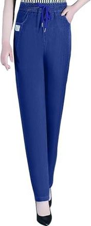 Generic Jean taille haute ultra extensible pour femme avec cordon de serrage r&eacute;glable, pantalon en jean confortable &agrave; taille &eacute;lastique, pantalon en jean &agrave; che