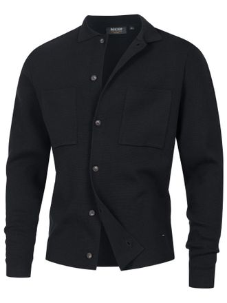 Indicode Herren INBellino Cardigan aus Baumwoll-Mix mit Knopfleiste | Strickjacke Feinstrick Jacke f&uuml;r M&auml;nner Black, L