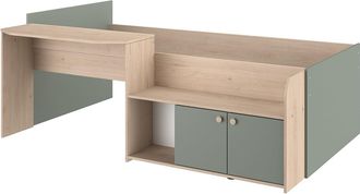 Parisot Halbhohes Hochbett Jade 1 Seladon Gr&uuml;n/Jackson-Eiche