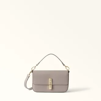 Furla Iride Umh&auml;ngetasche Mini Cachemire Gray Grau Strukturiertes Leder Damen