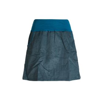 vishes Damen-Cordrock mit breitem Bund & Taschen in T&uuml;rkis | Gr&ouml;&szlig;e XS (34-36) | Handgefertigt aus 100% Baumwolle | F&uuml;r warme & kalte Monate | Nachhaltige Alt