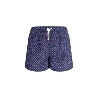 Kiton Logoed Badehose mit Tropfen-Effekt Muster - - Swimwear - Herren - Blau - M