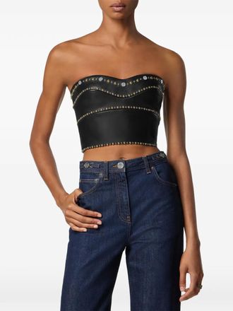 Versace Lederoberteil mit Nieten - Schwarz